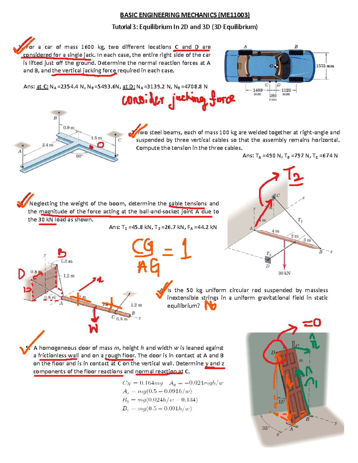 Tutorial- 3(BEM) - Practice Material of Basic Engineering Mechanics ...