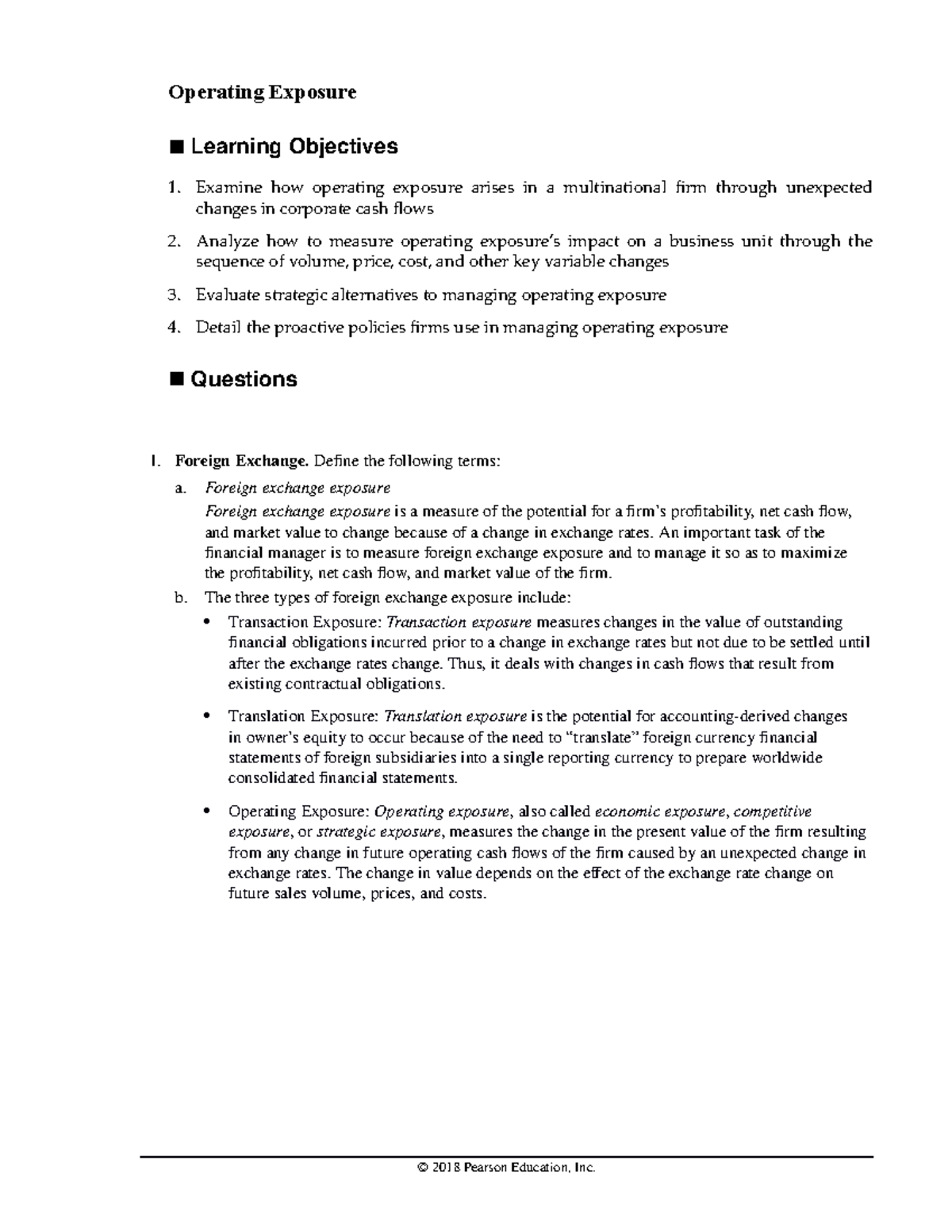 Notes and questions operating exposure IM - Operating Exposure Learning ...