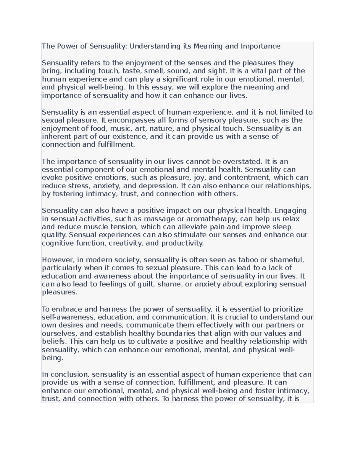 The Power of Sensuality - It is a vital part of the human experience ...