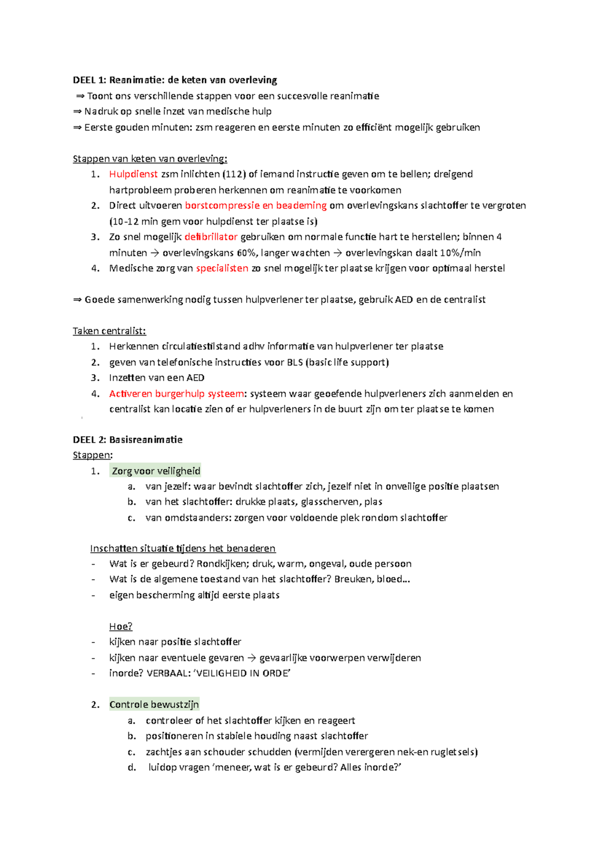 Reanimatie - Hulpdienst zsm inlichten (112) of iemand instructe geven ...
