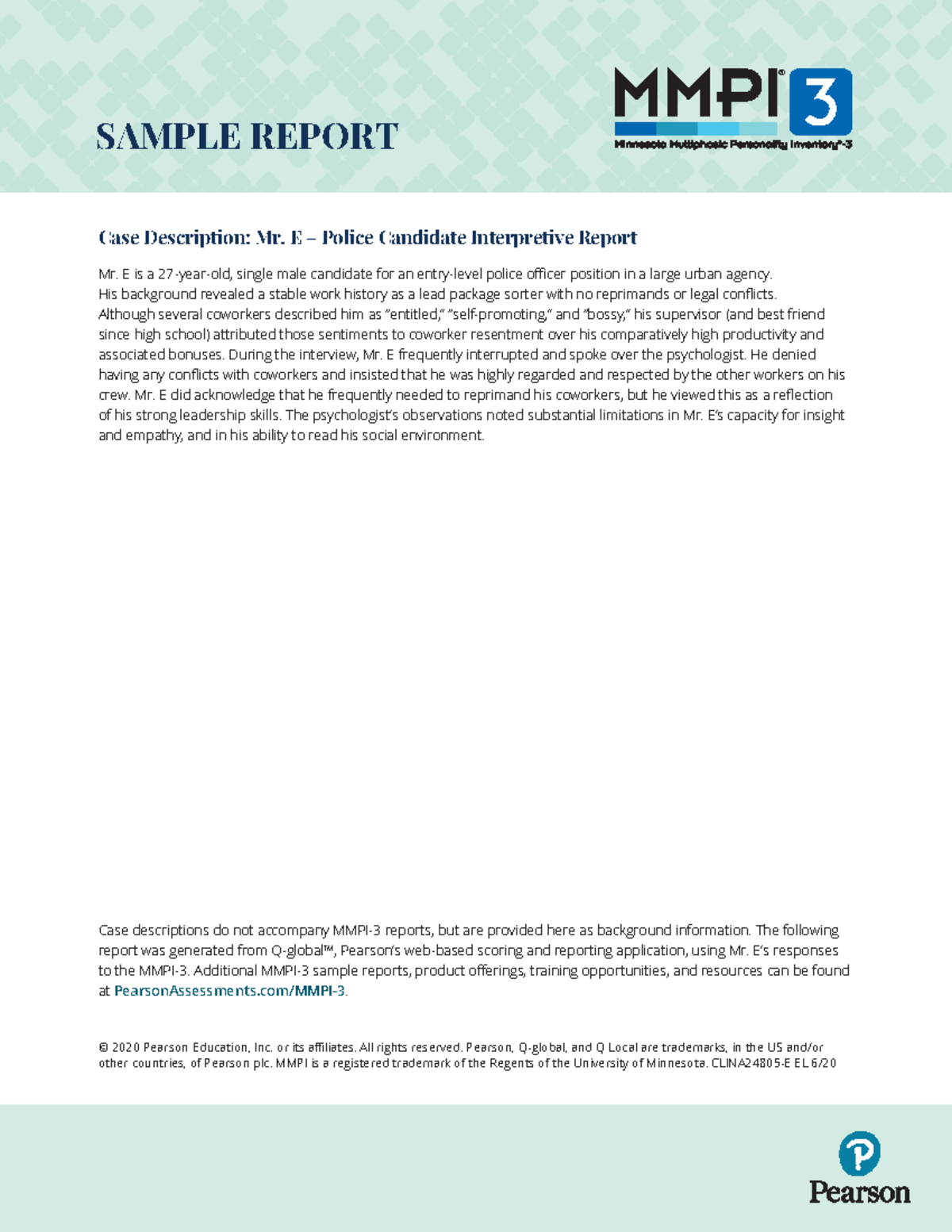 Case+Description+Mr - its a case description question - ® SAMPLE REPORT ...