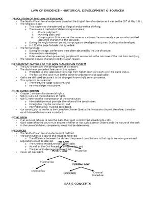 Evidence Notes Part 1 - Law of Evidence Notes Part Lecture 2 – History ...
