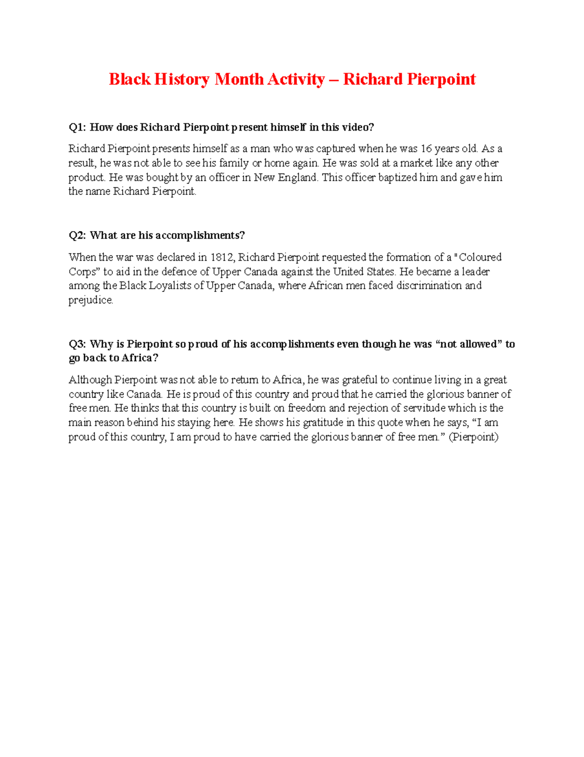 8. Black History Month Activity - Bonus - Black History Month Activity ...