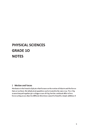 Grade 10 Physical Sciences Notes - PHYSICAL SCIENCES GRADE 10 NOTES ...
