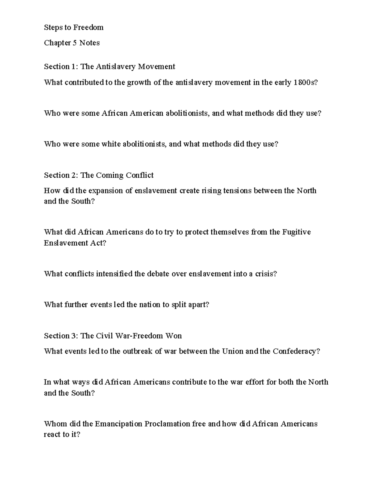 Chapter 5 Notes- Student Copy - Steps to Freedom Chapter 5 Notes ...