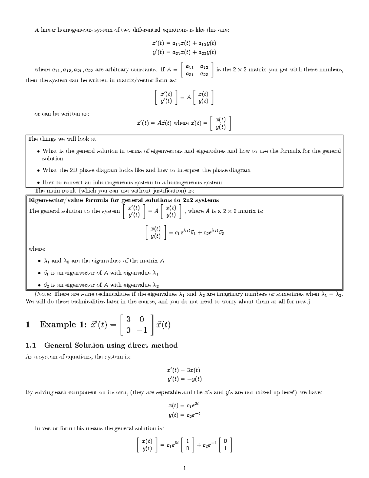 Constant Coeff Lin Systems Notes 2018-2019 - MAT234H1 - U of T - Studocu
