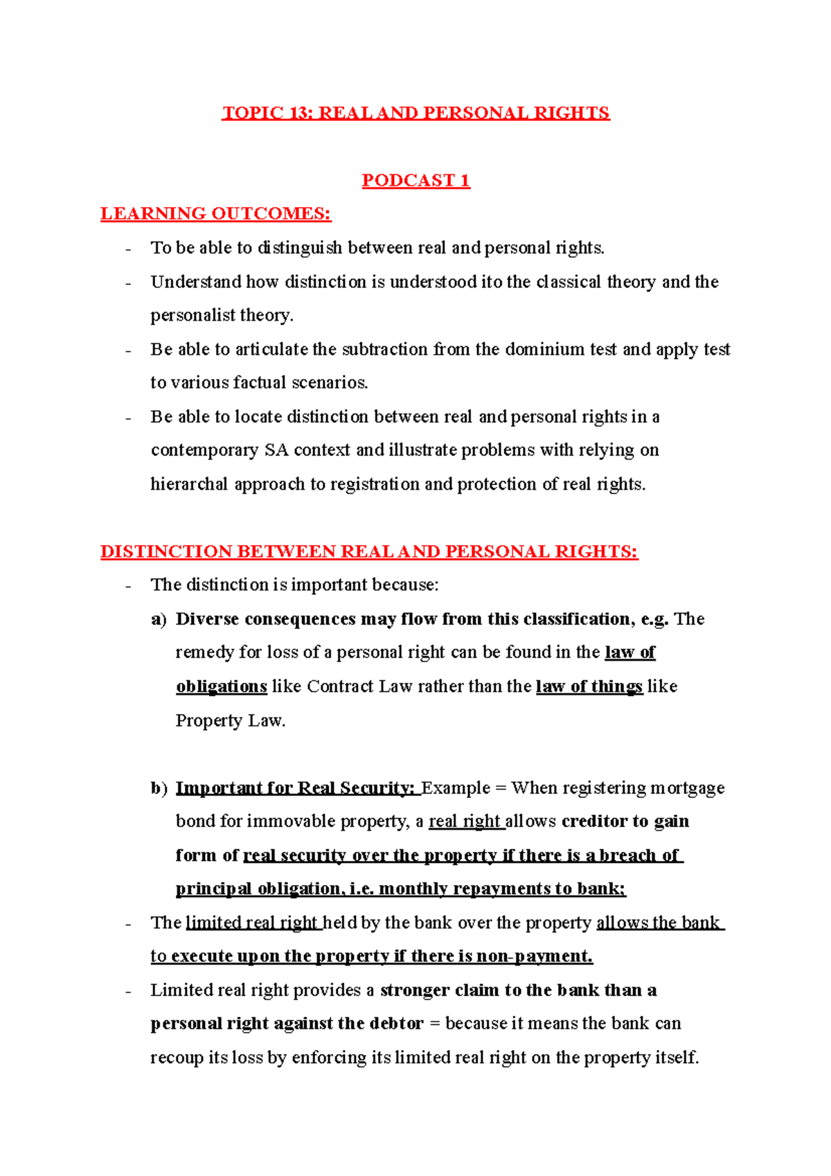 Topic 13 REAL AND Personal Rights - TOPIC 13: REAL AND PERSONAL RIGHTS ...