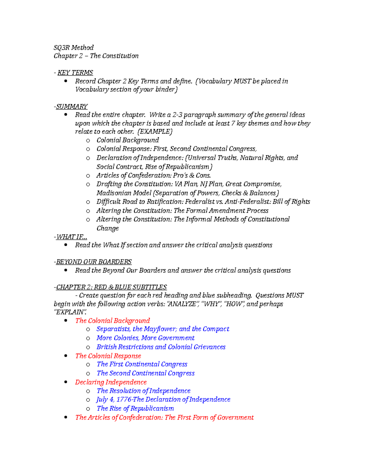 Ch 2 sq3r directions - Test Key notes - SQ3R Method Chapter 2 – The ...