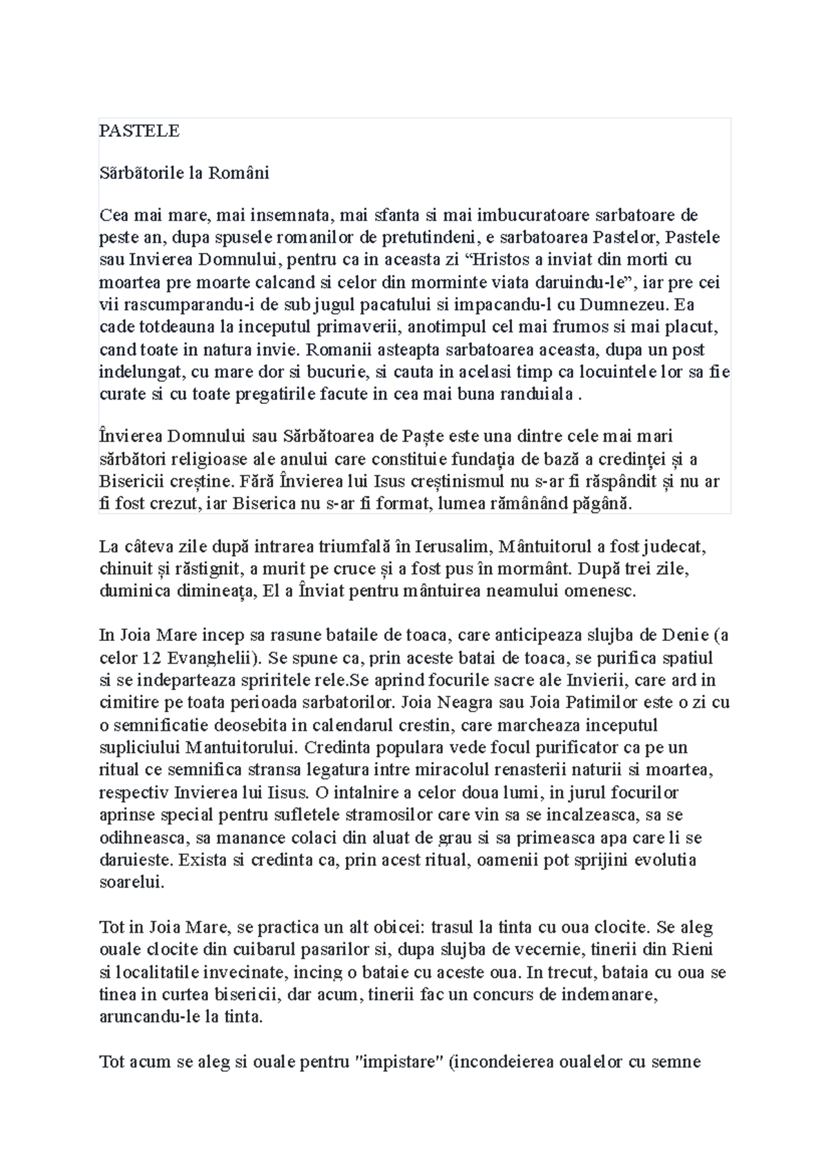 Pastele - religion stuff - PASTELE Sãrbãtorile la Români Cea mai mare ...
