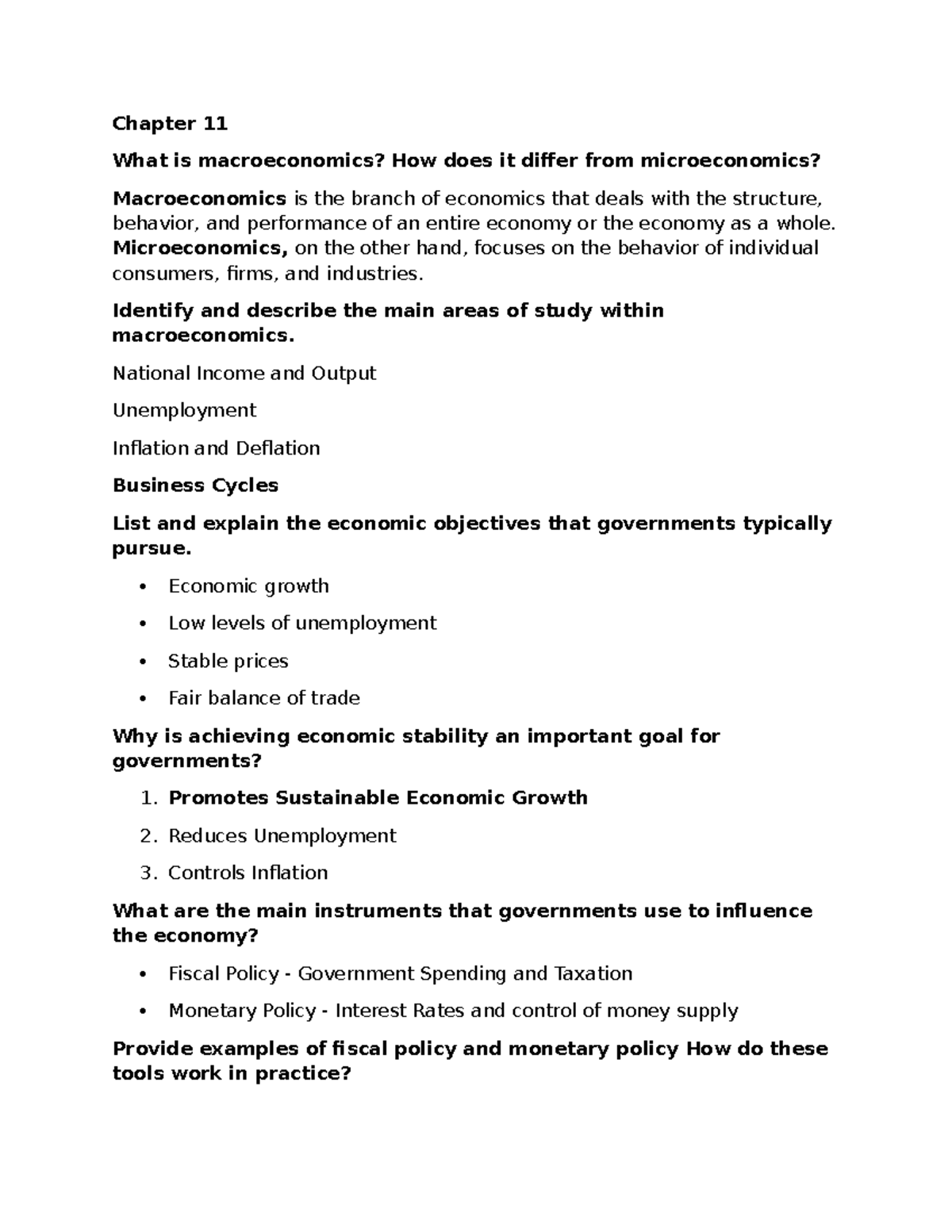 Test 1 Cheat Sheet - Summary Introduction to Macro - Chapter 11 What is ...