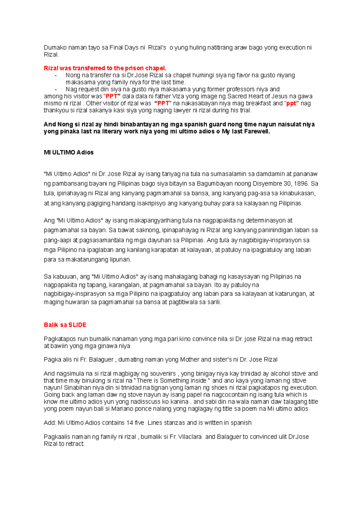 Rizal Script - Summary administración publica - Dumako naman tayo sa ...