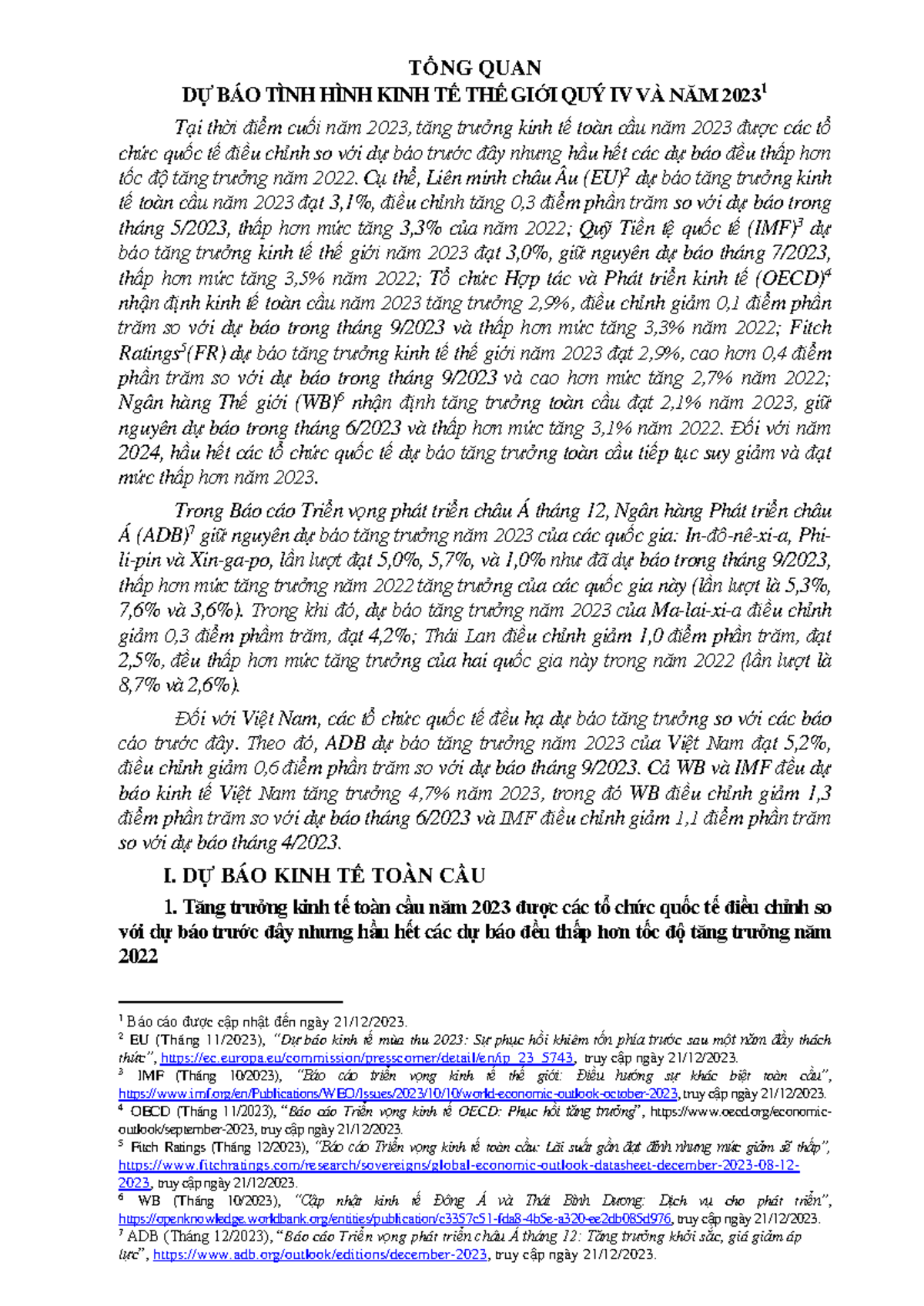 TQ du bao tinh hinh KTTG quy IV va nam 2023 - TỔ NG QUAN DỰ BÁO TÌNH ...