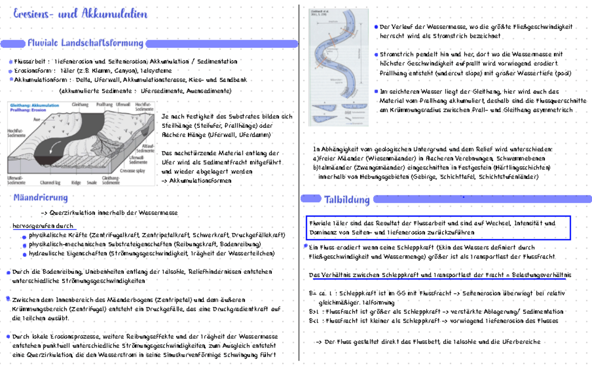 Erosions- und Akkumulatiosformen - Flussarbeit : Tiefenerosion und ...