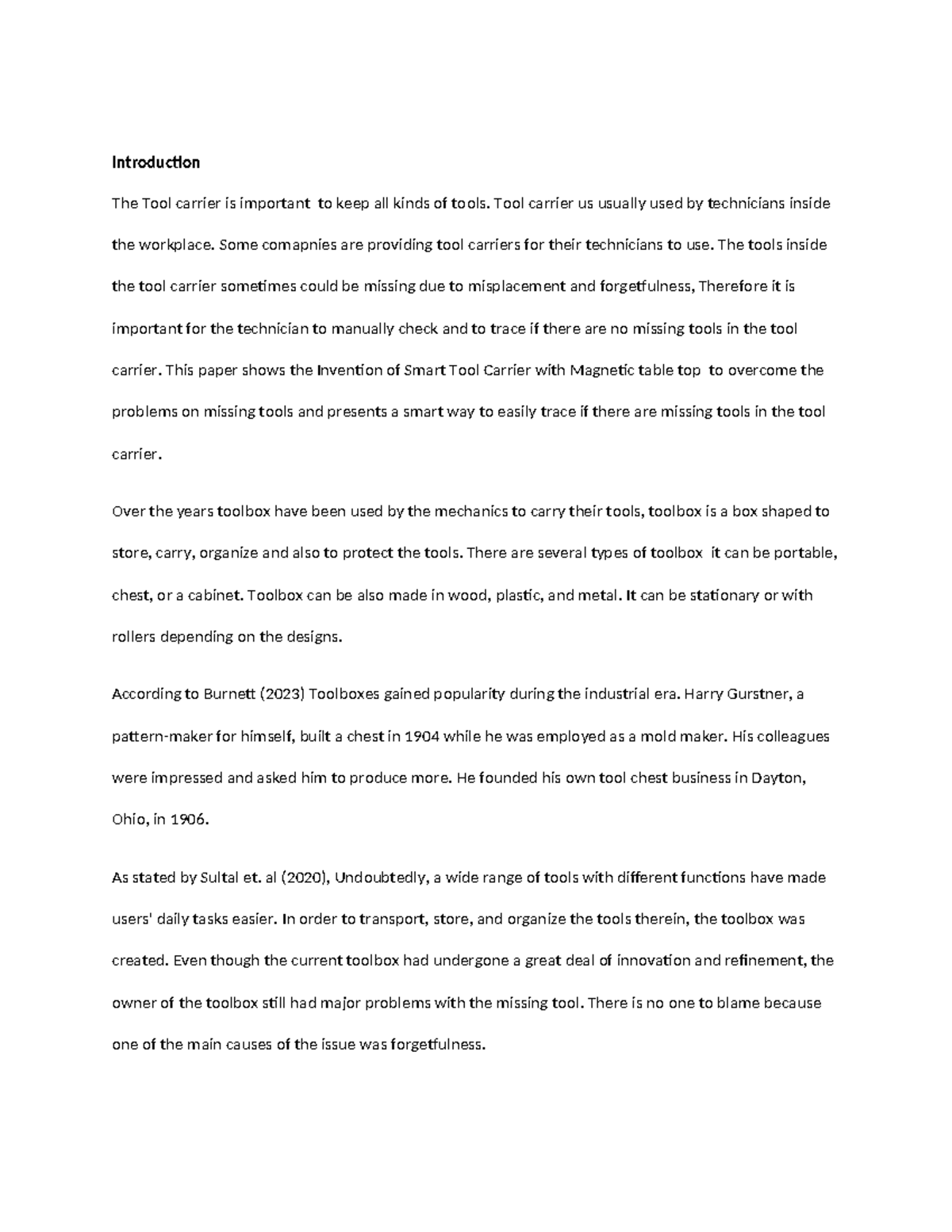 Introduction - it is nice - Introduction The Tool carrier is important ...