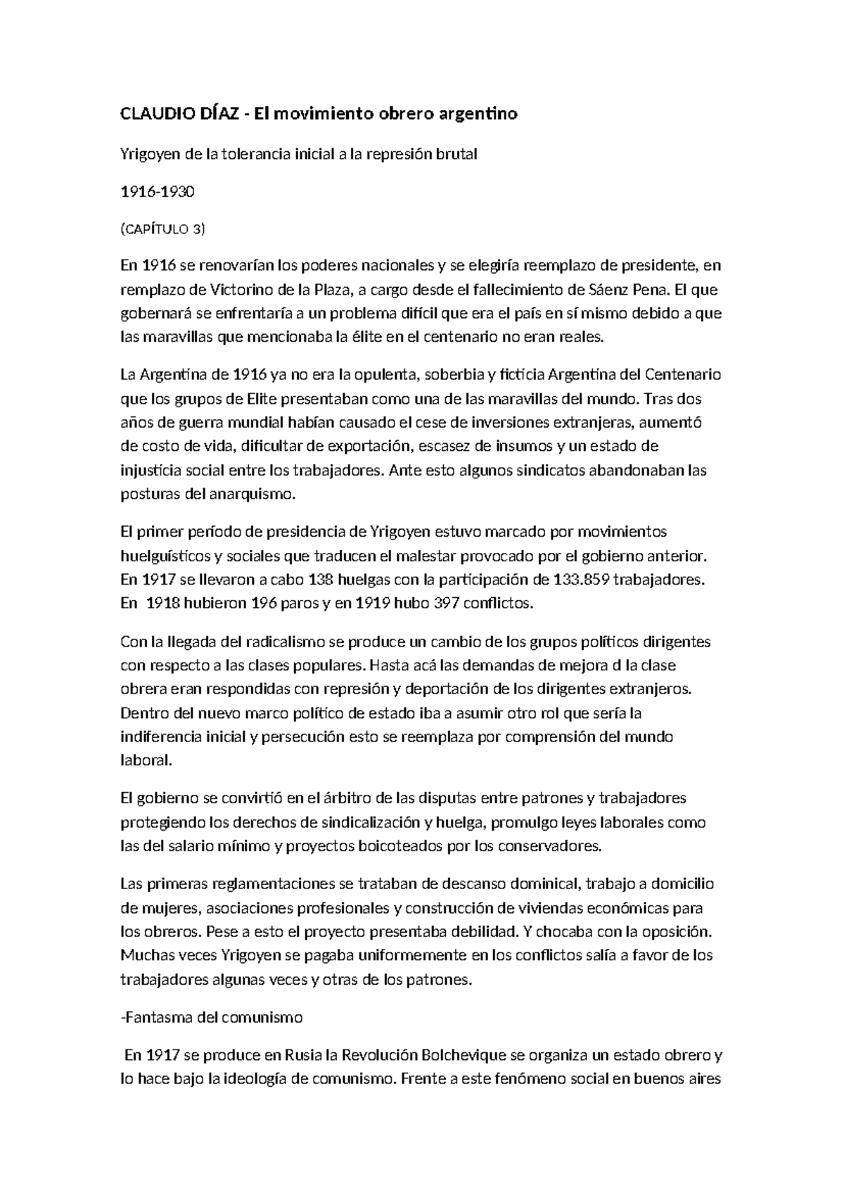 Claudio DÍAZ - El movimiento obrero argentino - CLAUDIO DÍAZ - El movimiento obrero argentino ...