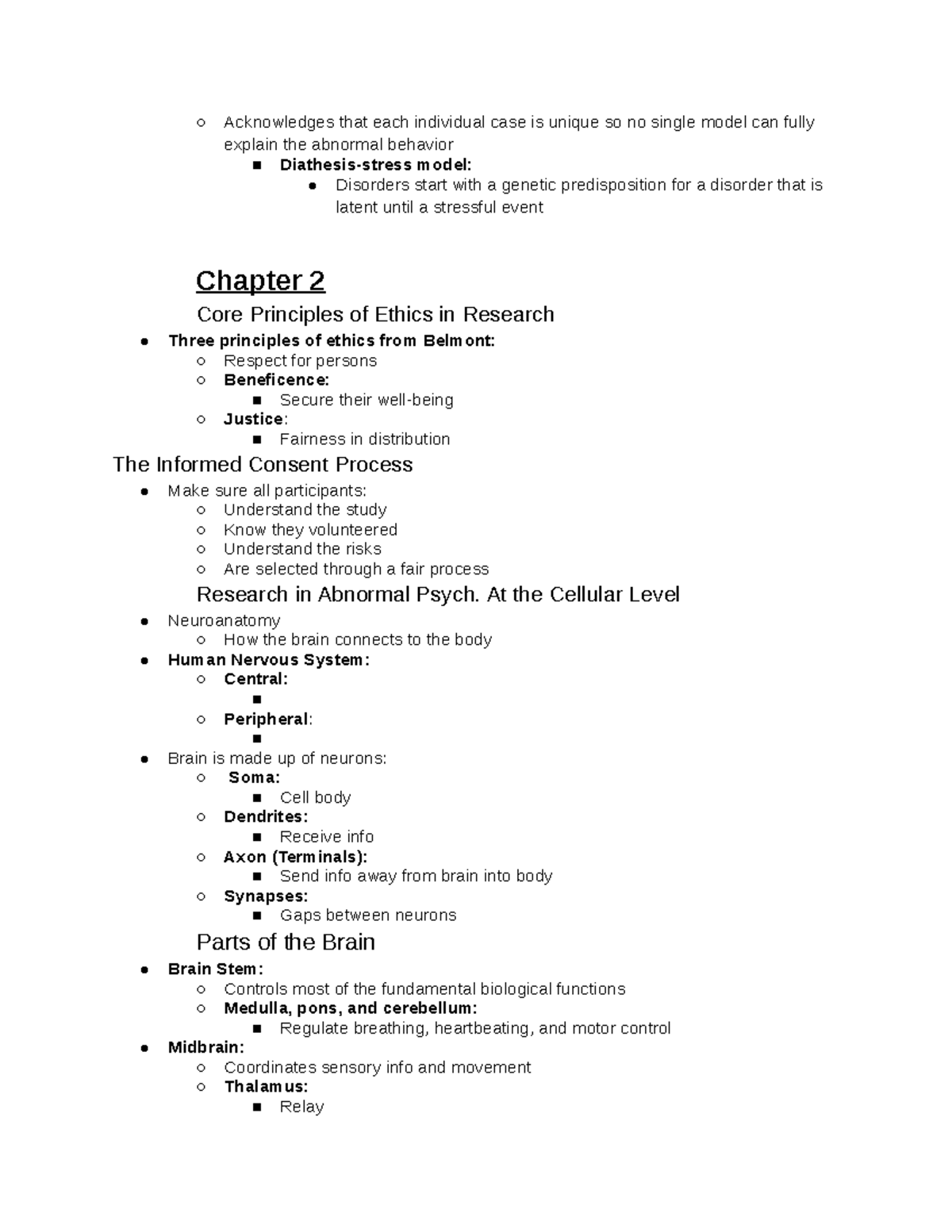 Abnormal psych chapter 1 notes-2 - Acknowledges that each individual ...