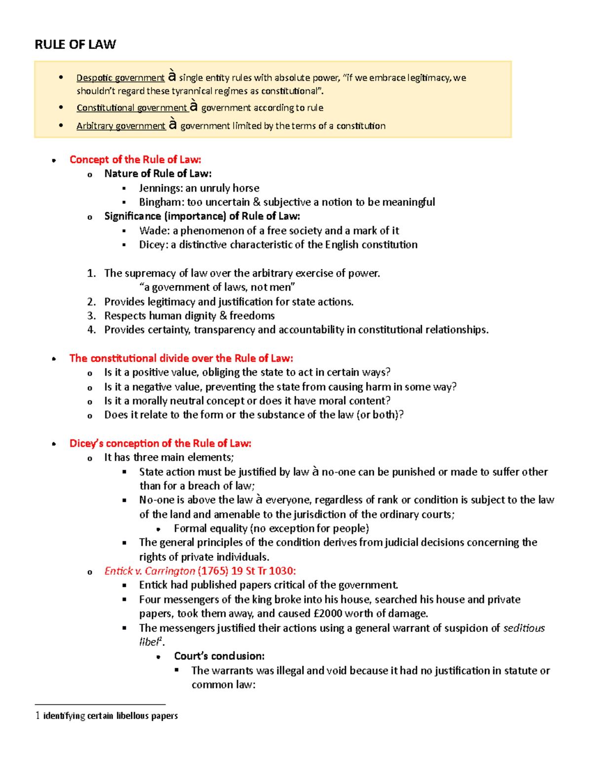 RULE OF LAW - RULE OF LAW - RULE OF LAW Concept of the Rule of Law: o ...