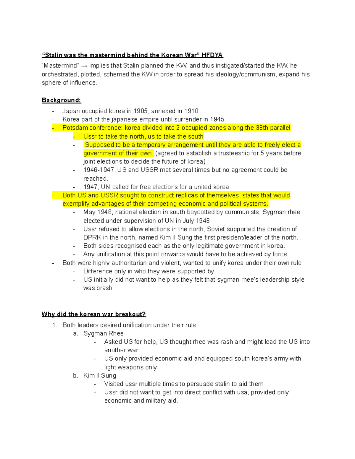 summary of korean war - “Stalin was the mastermind behind the Korean ...