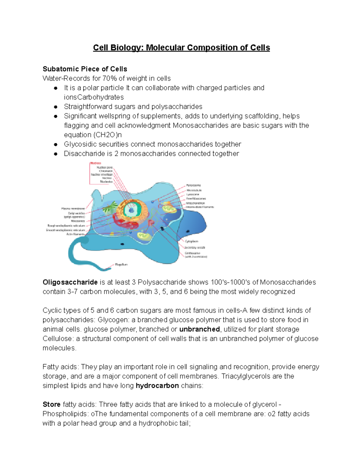 Cell Biology Molecular Composition of Cells - Cell Biology: Molecular ...