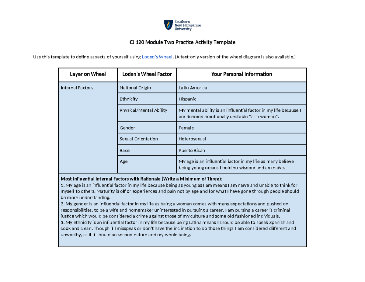 CJ 120 Module Two Practice Activity Template - (A text-only version of ...