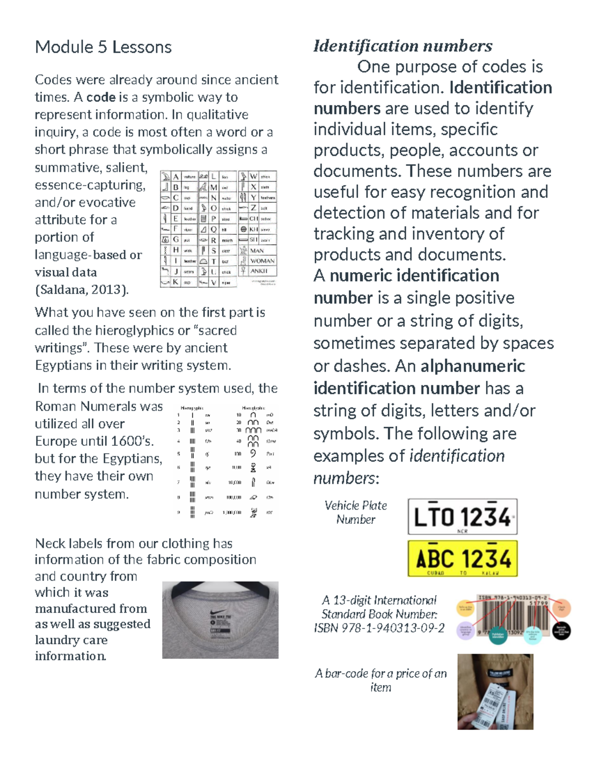 Mod-5-math - Module 5 Lessons Codes were already around since ancient ...