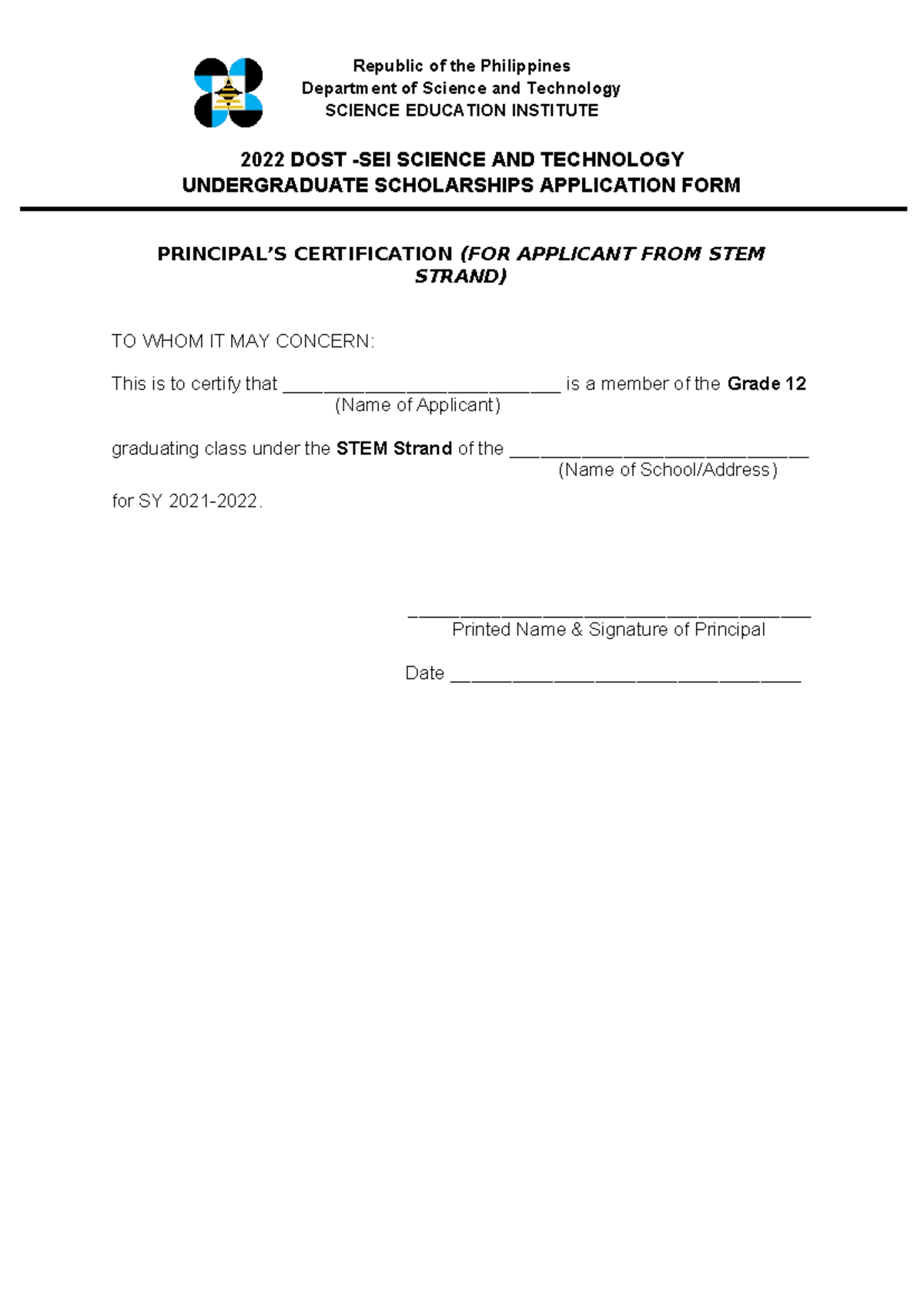 DOST- Forms- Template - Republic of the Philippines Department of ...