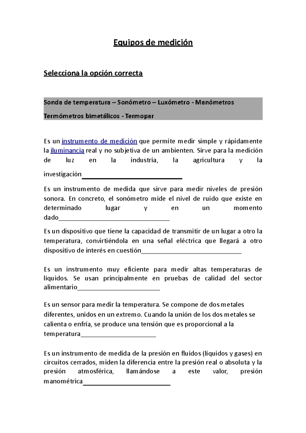 Equipos de medición - material complementario - Equipos de medición ...