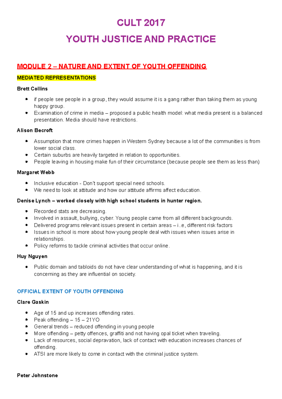 CULT 2017 - Youth Justice and Practice - CULT 2017 YOUTH JUSTICE AND ...