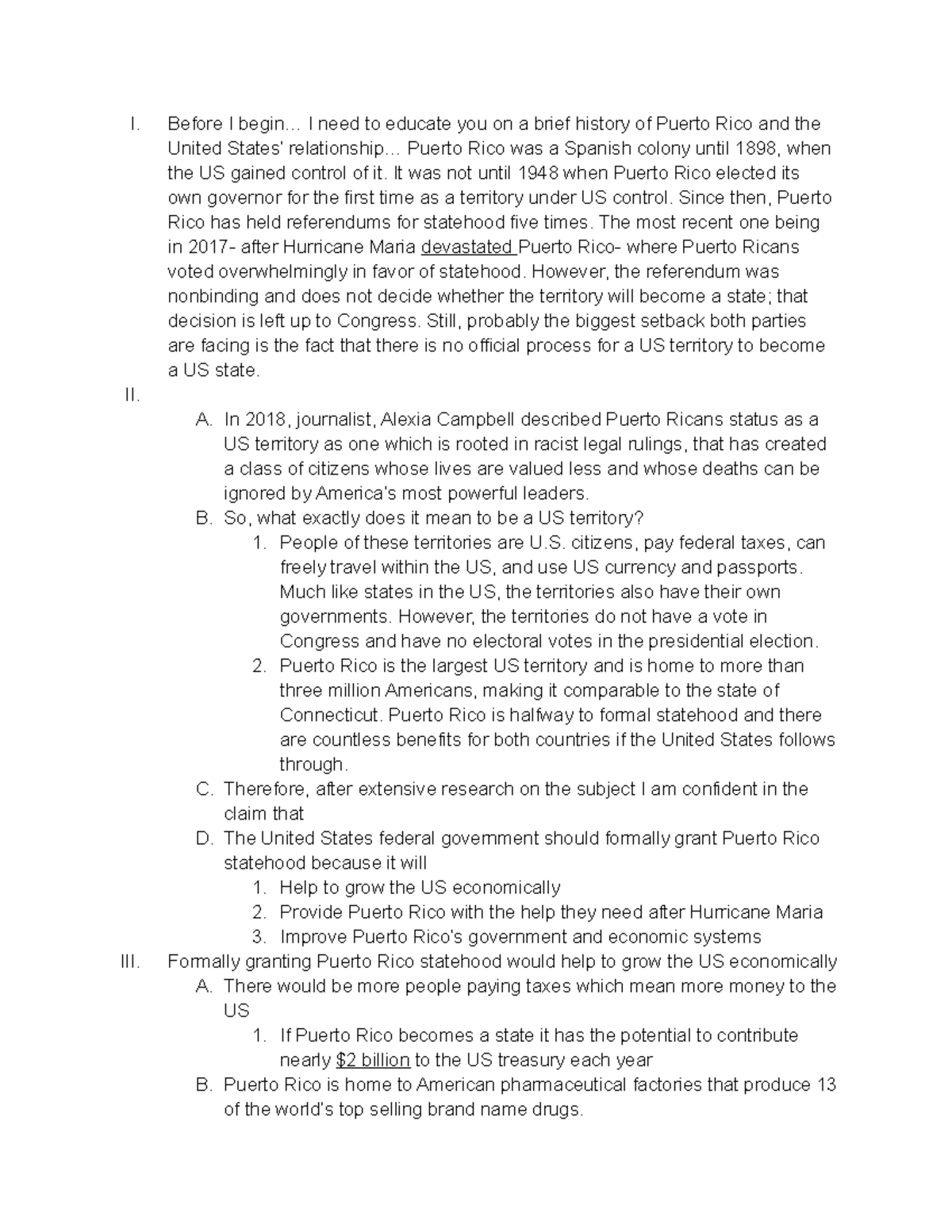 Speech 2 final - I. Before I begin... I need to educate you on a brief ...