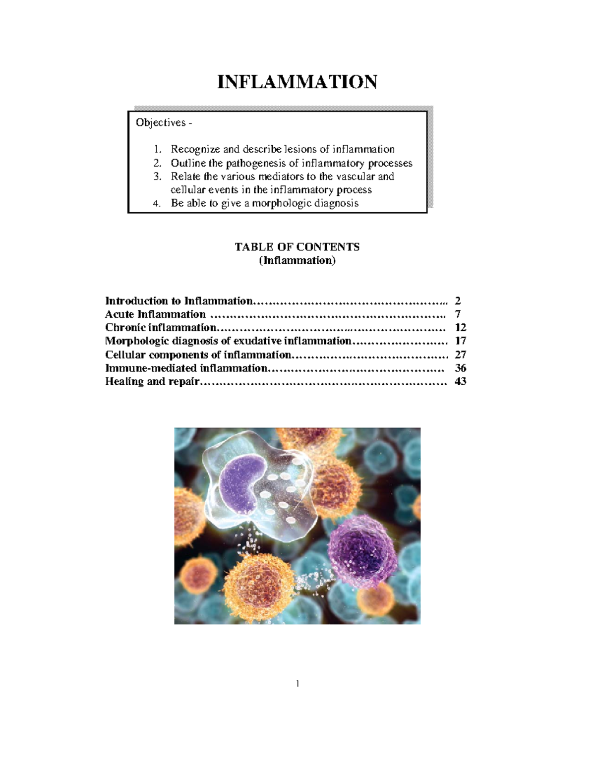 Inflammation notes - Veterinary pathology - INFLAMMATION Objectives 1 ...