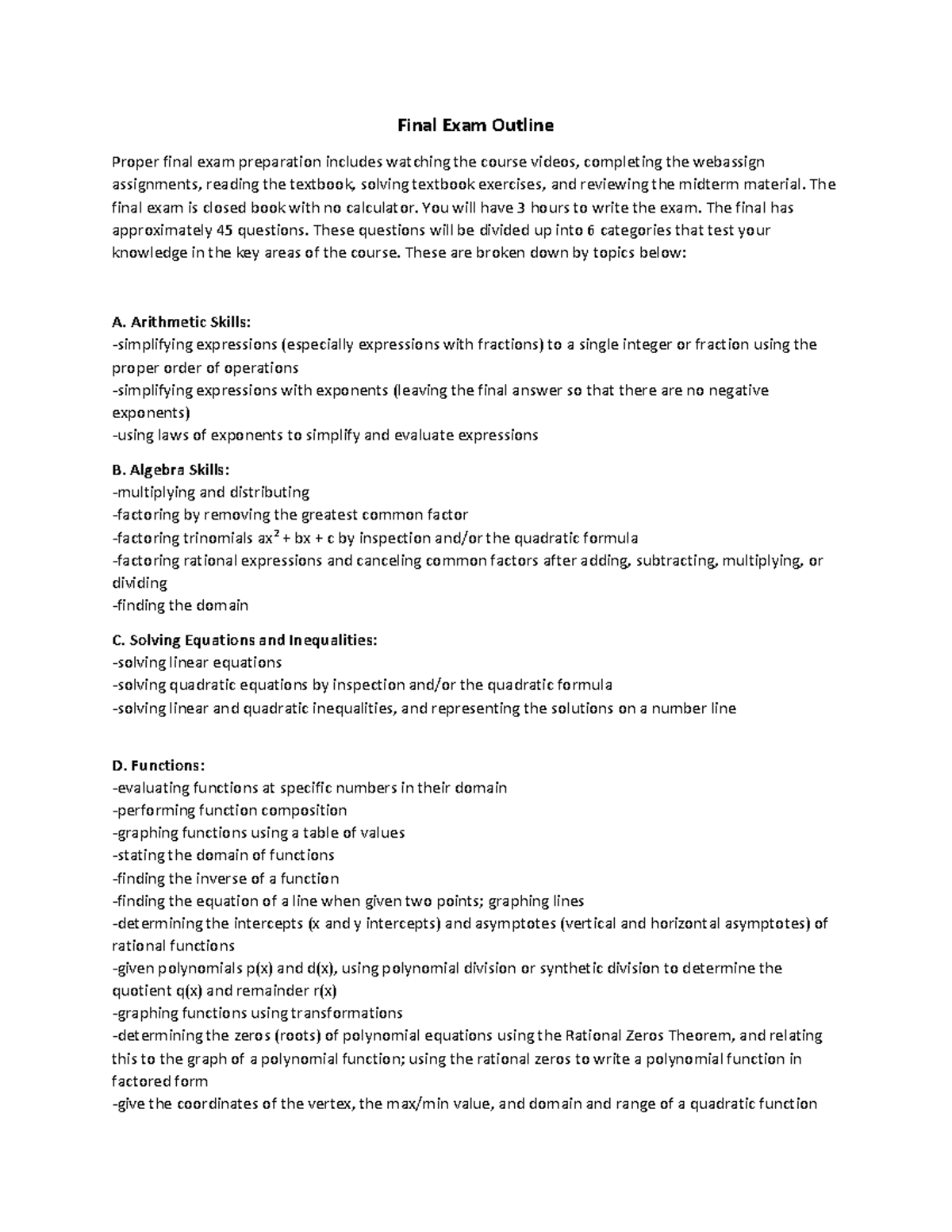 MATH 102- Final Exam Outline - Warning: TT: undefined function: 32 ...