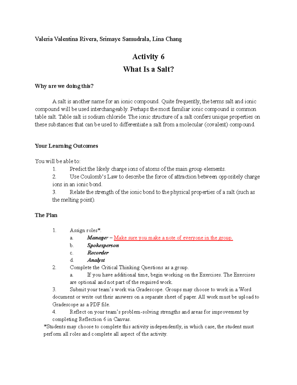 Assignment 6 - What is a Salt? - Valeria Valentina Rivera, Srimaye ...