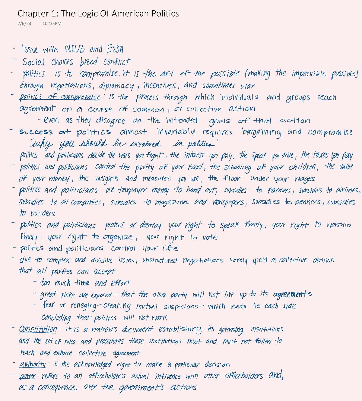 Chapter 1 The Logic Of American Politics - POLS 010 - Chapter 1: The ...