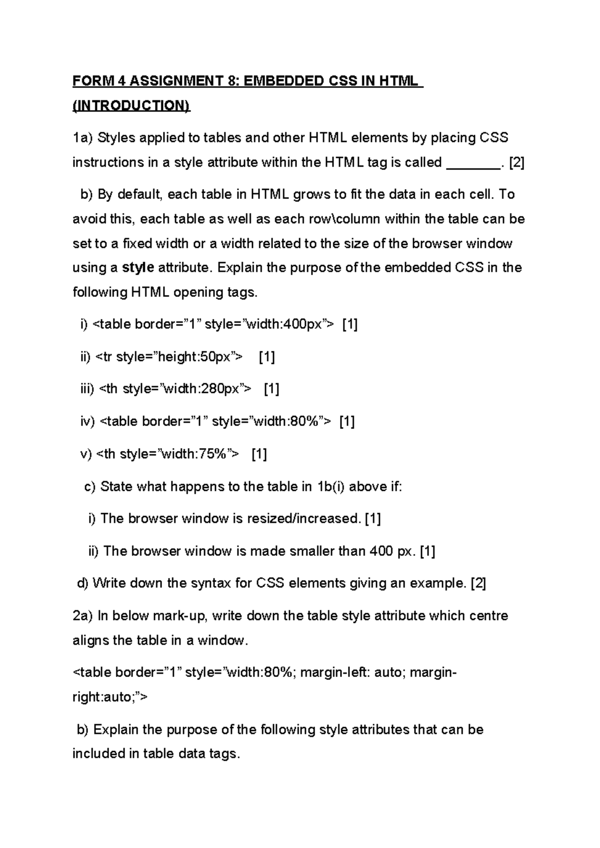 FORM 4 Assignment 10 Website Authoring - FORM 4 ASSIGNMENT 8: EMBEDDED CSS IN HTML (INTRODUCTION ...