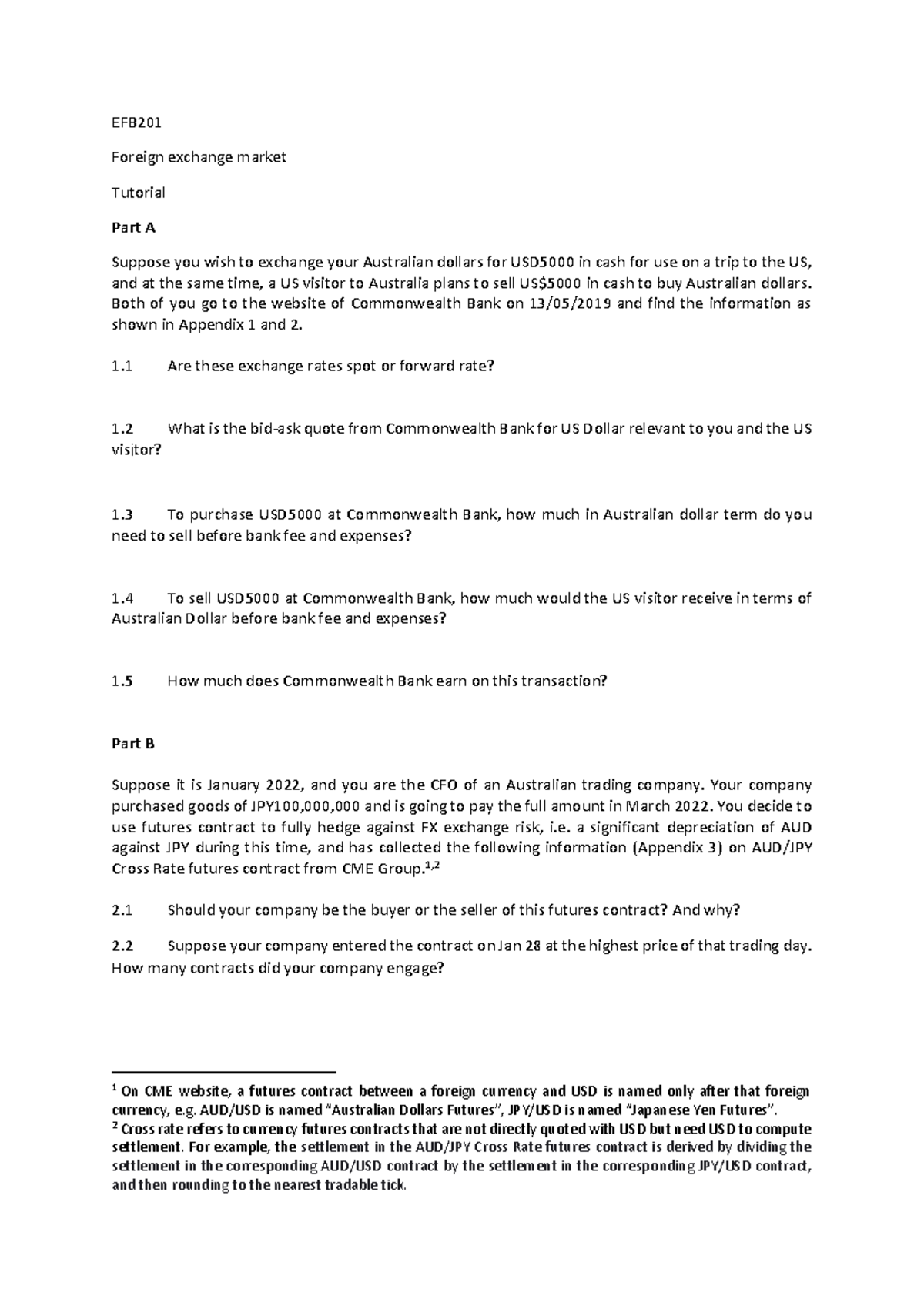 EFB201 FX market tut solution-1 - EFB Foreign exchange market Tutorial ...