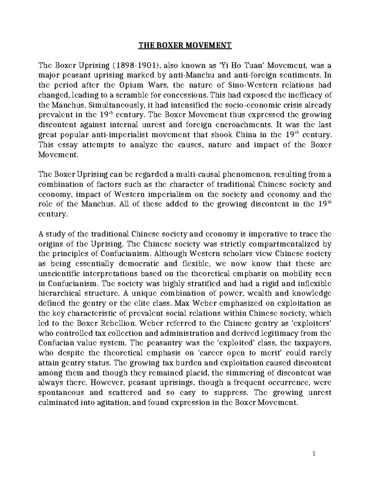 Boxer Movement - THE BOXER MOVEMENT The Boxer Uprising (1898-1901 ...