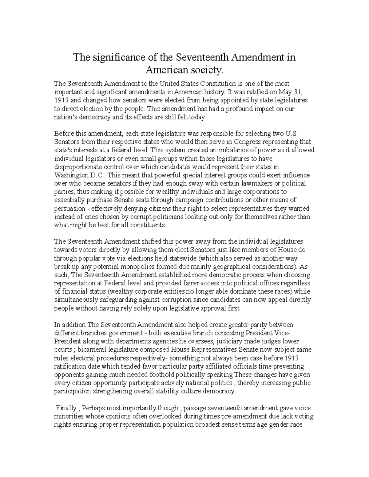 The significance of the 17th - The significance of the Seventeenth ...