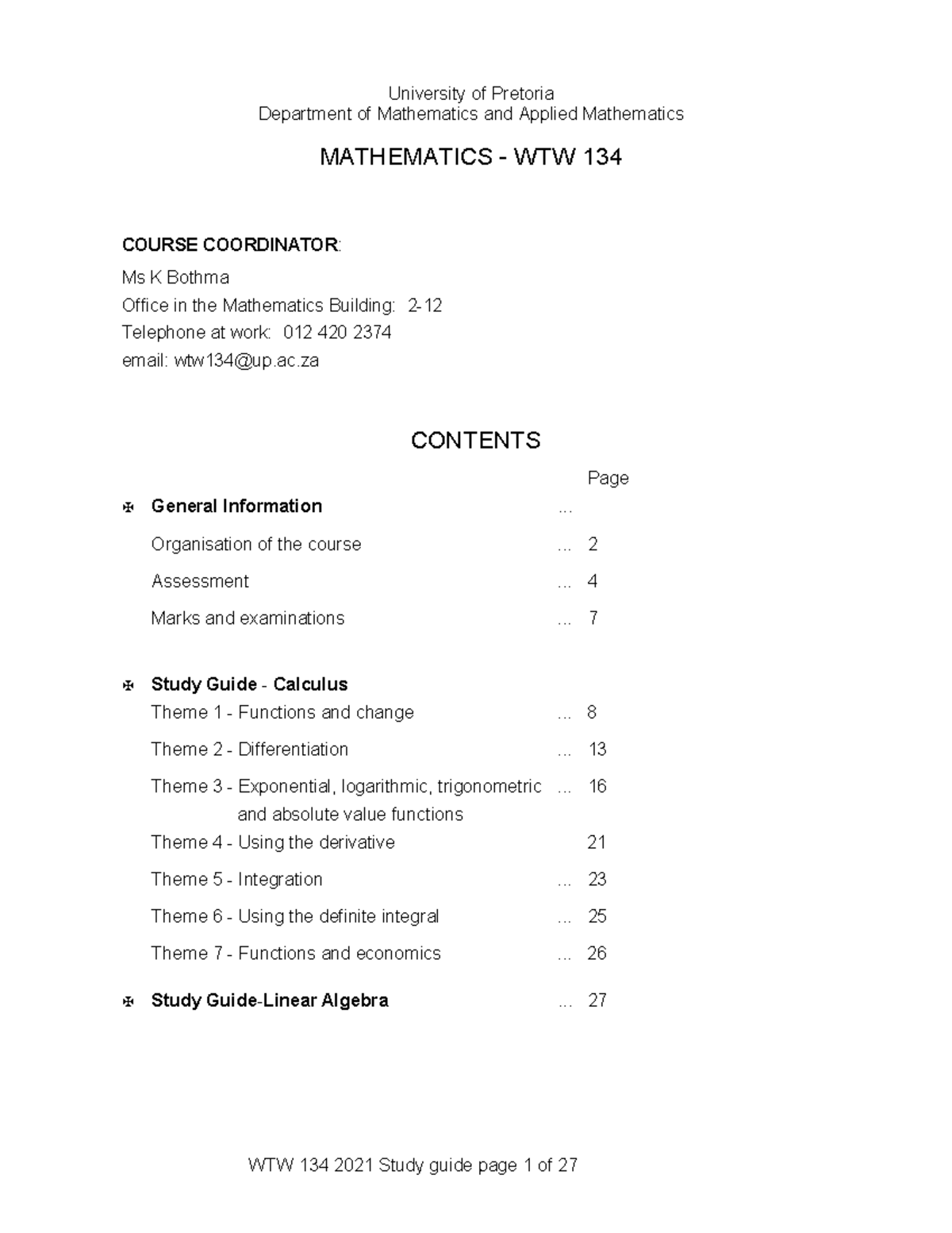 WTW 134 Study guide 2021 - University of Pretoria Department of ...