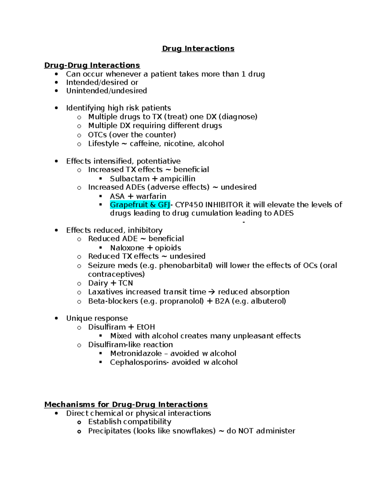 Mod 2 lesson 3 - Drug Interactions Drug-Drug Interactions Can occur ...
