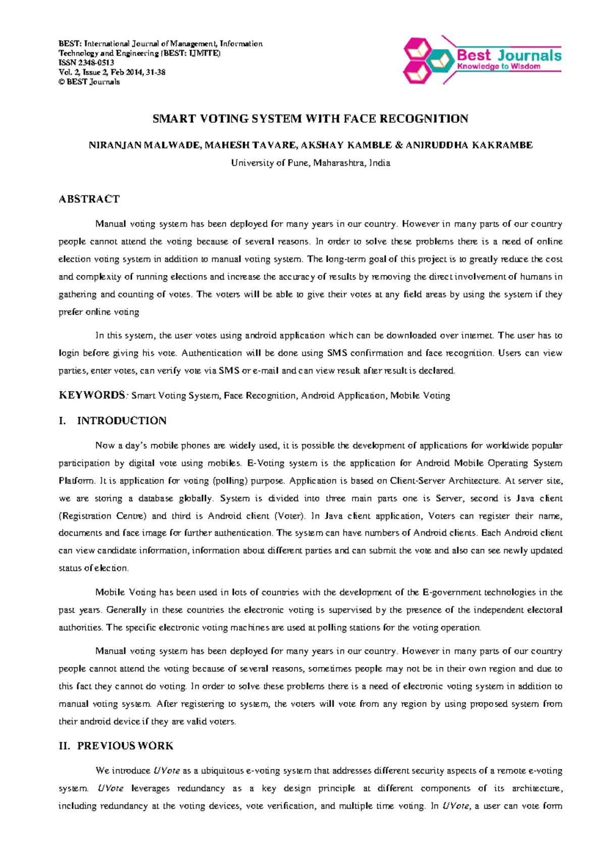 Smart Voting System With Face Recognitio Smart Voting System With Face Recognition Niranjan