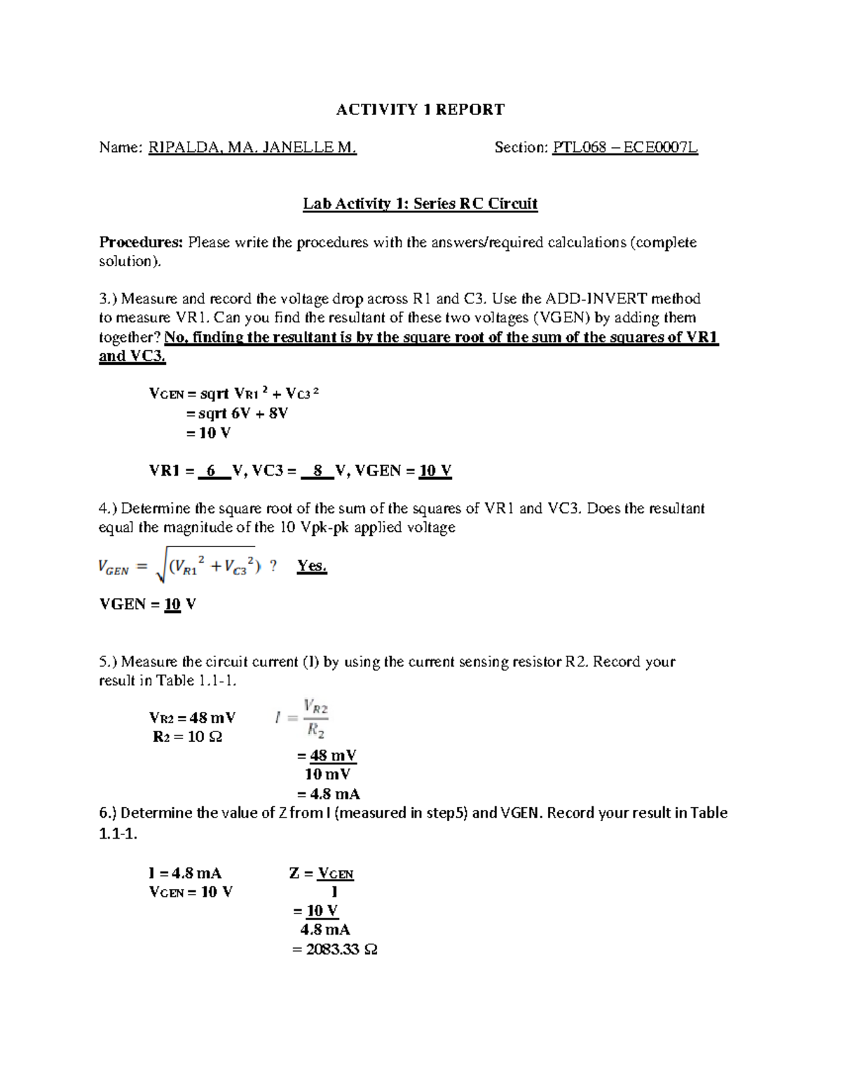 Activity 1 Report - ACTIVITY 1 REPORT Name: RIPALDA, MA. JANELLE M ...