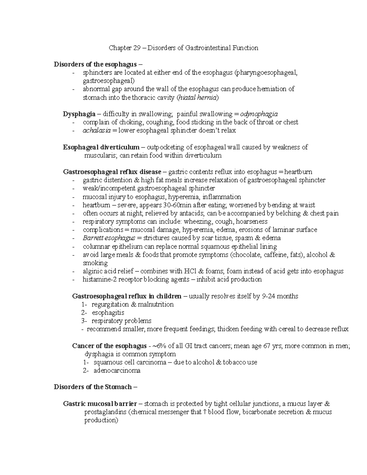 Chapter 29-lecture outline 3rded - Chapter 29 – Disorders of ...