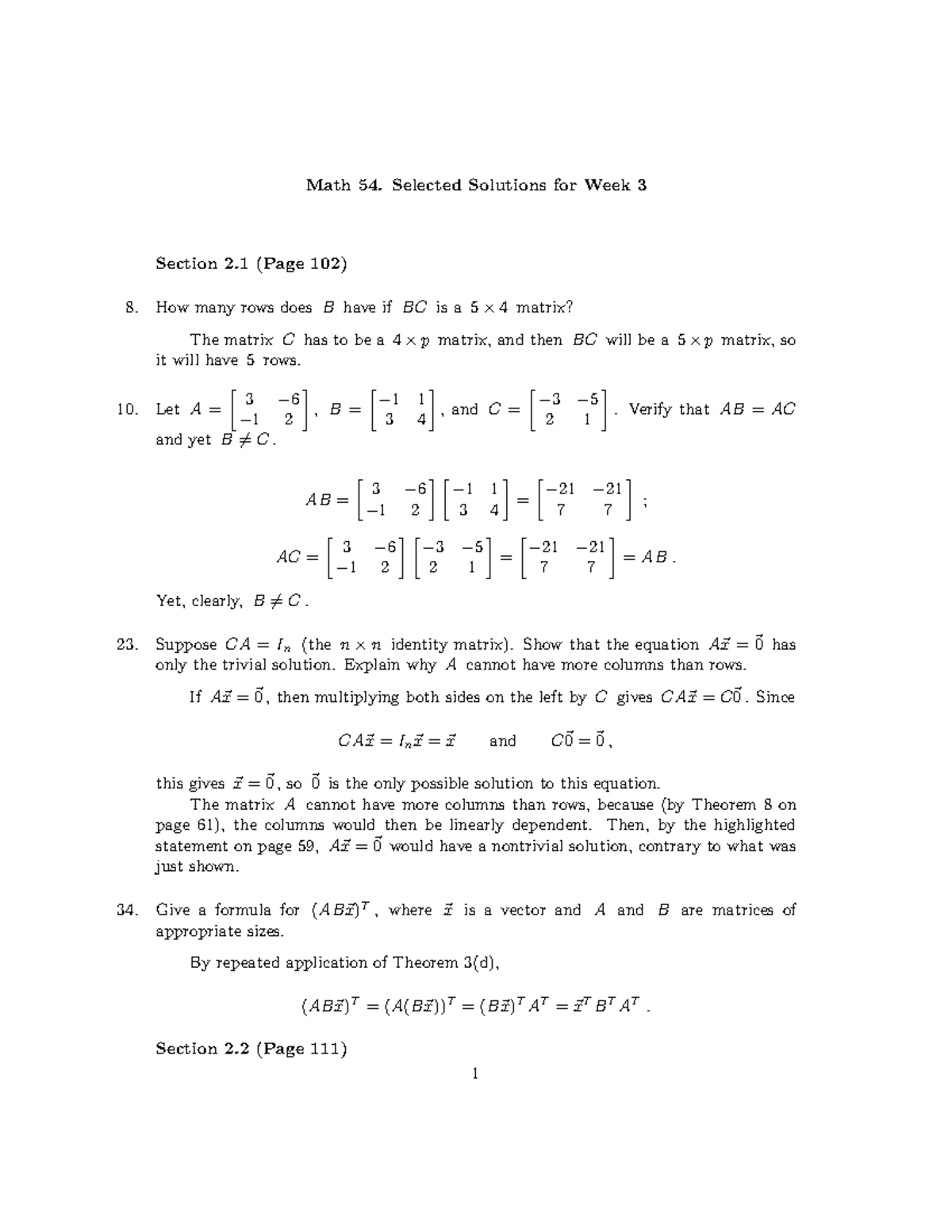 Homework 3 - Solutions - aaa - Math 54. Selected Solutions for Week 3 ...