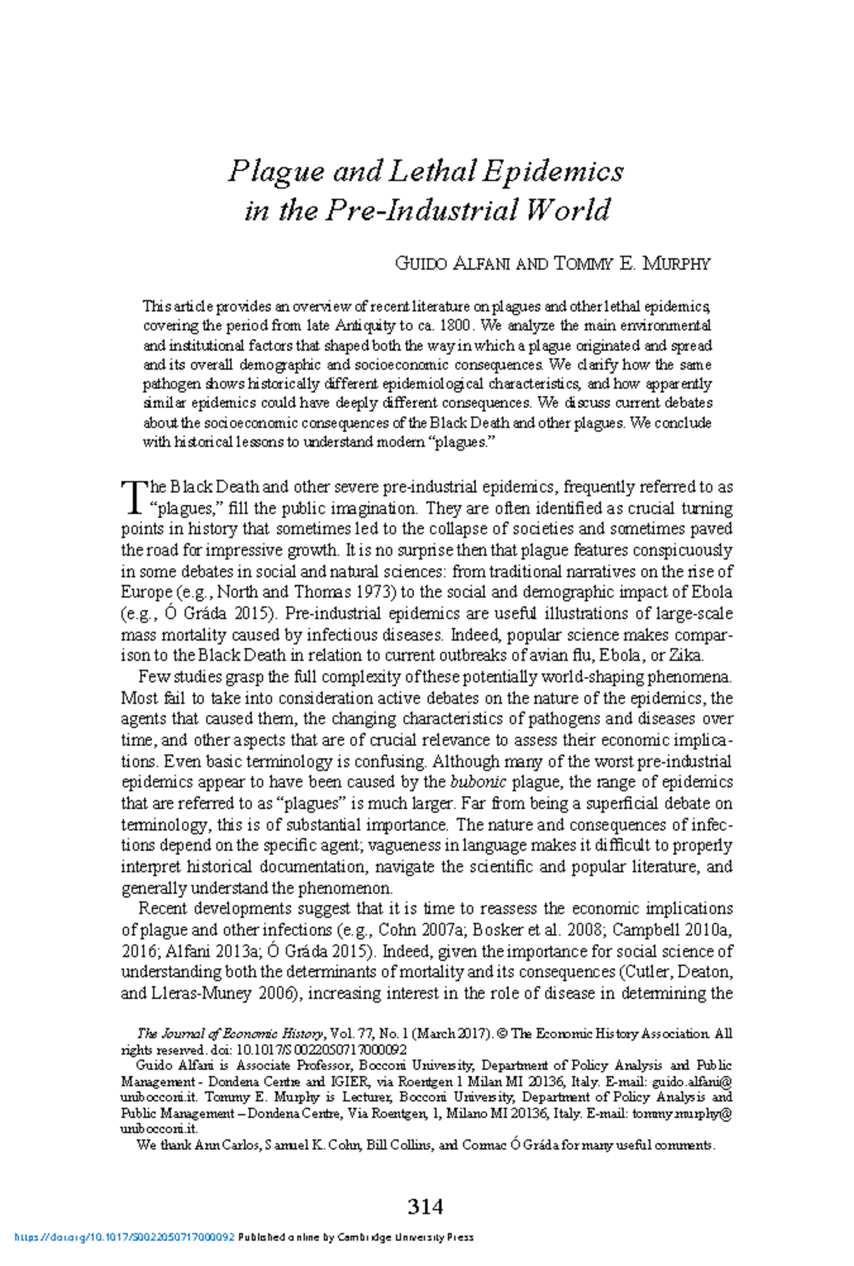 week20 reading epidemic in history - 314 Plague and Lethal Epidemics in ...