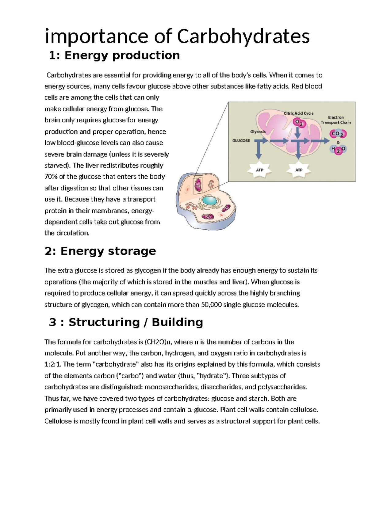 Carbo task 4 - Summary Biomedical Science - 1: Energy production ...