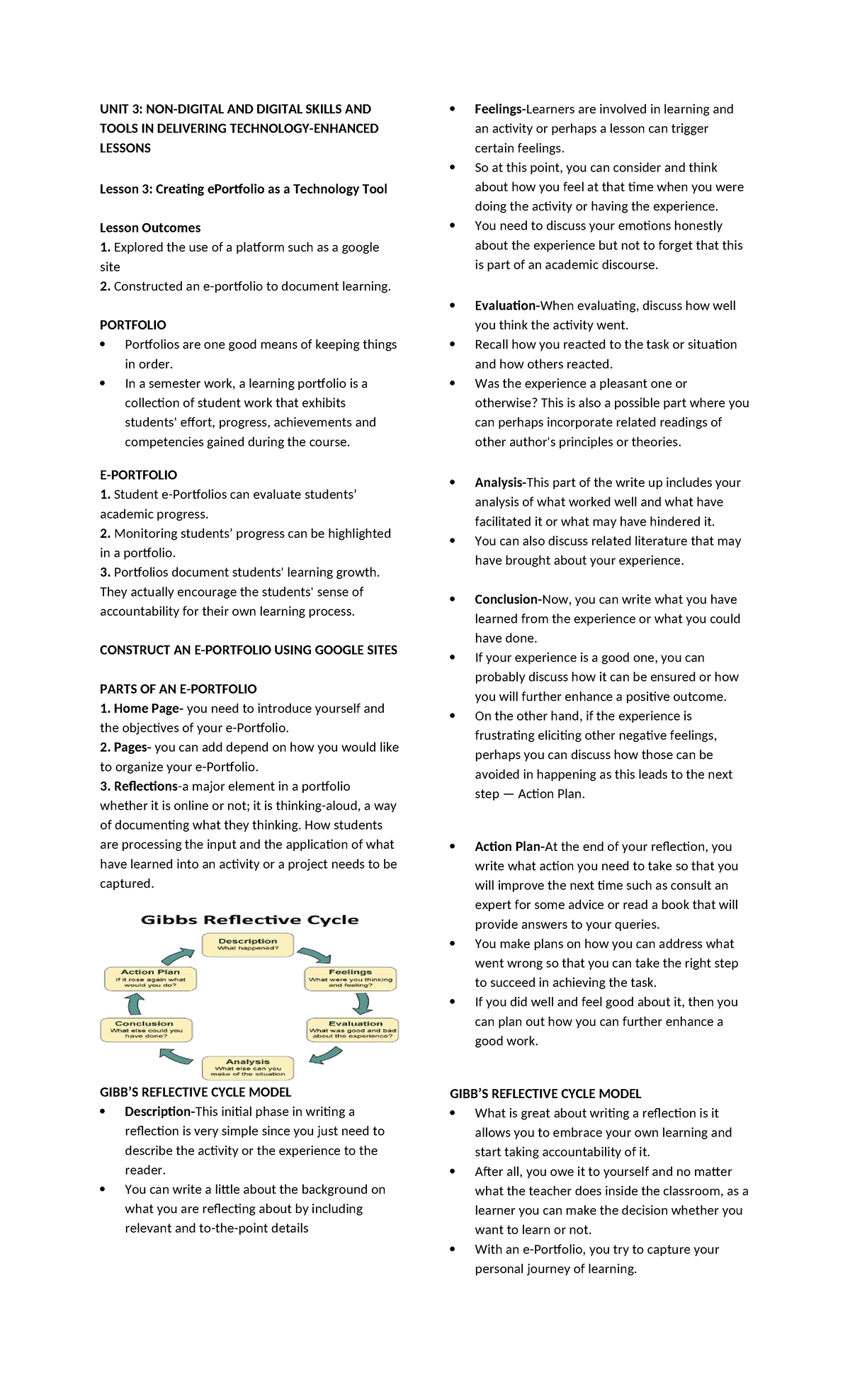 E- Portfolio, TECH Tools, Digital Literacy - UNIT 3: NON-DIGITAL AND ...