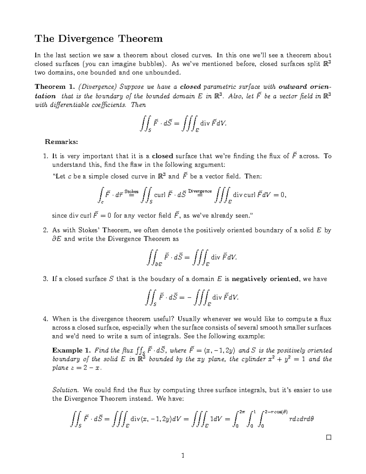 The Divergence Theorem - In this one we’ll see a theorem about closed ...