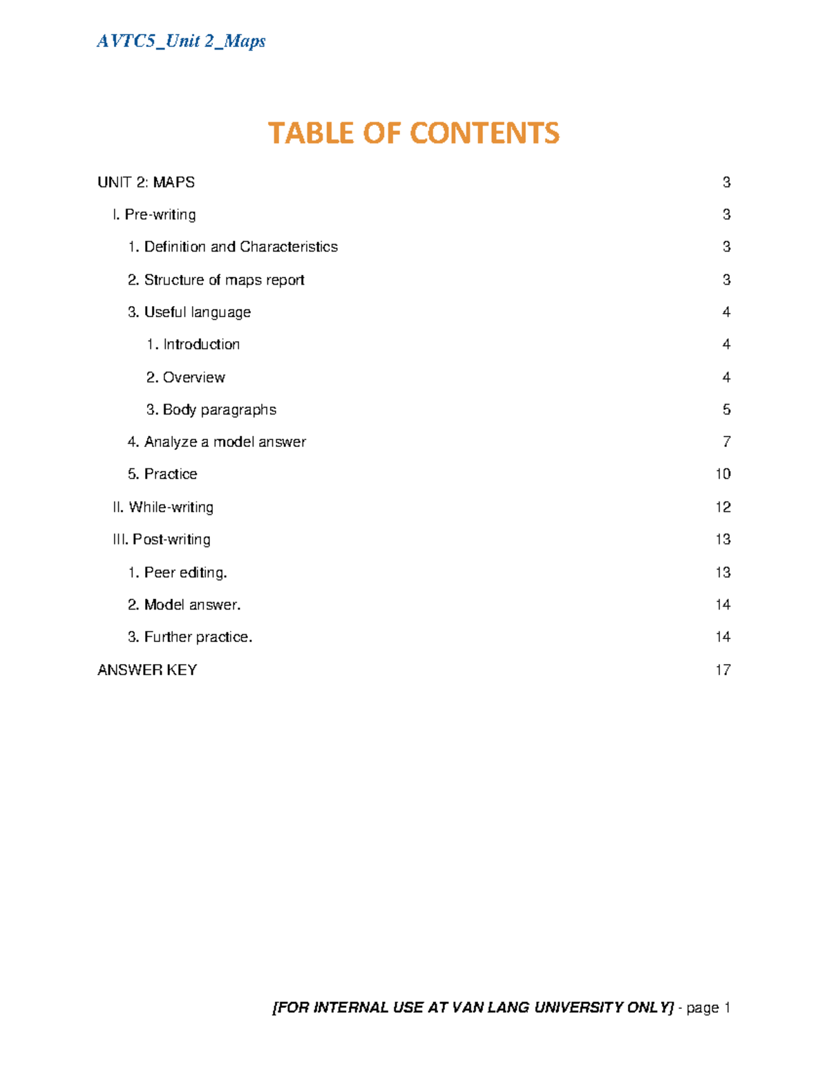 [Official] AVTC5 - Unit 2 - Maps - TABLE OF CONTENTS UNIT 2: MAPS I ...