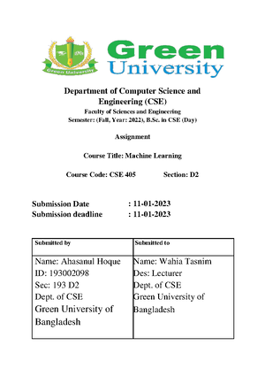 Green University of Bangladesh - Green University of Bangladesh Department of Computer Science ...