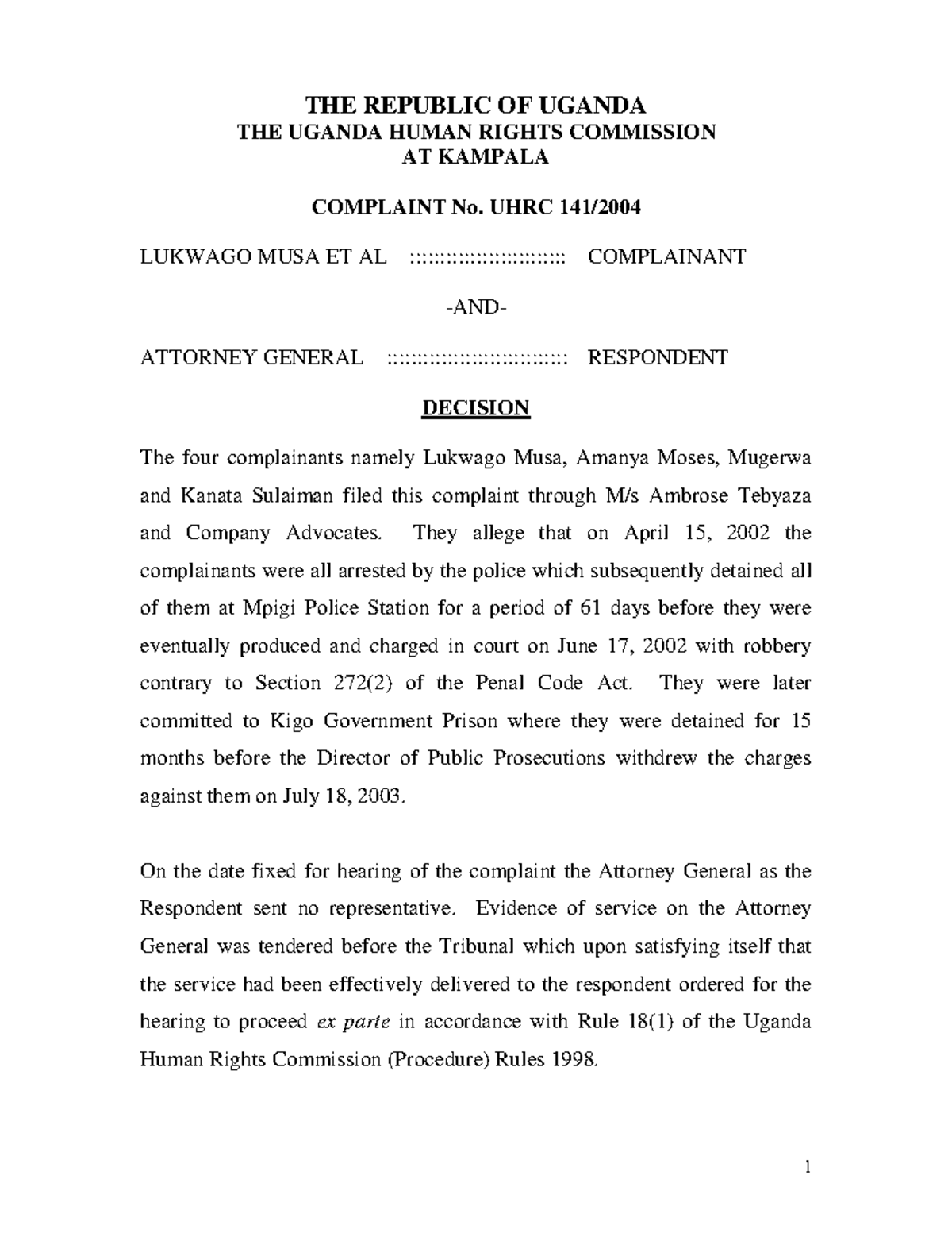 1709121242278 Lukwago Musa et al V141-personal liberty - THE REPUBLIC ...